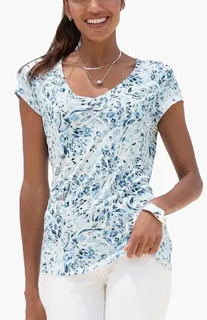 LASCANA Floral Ruched V-neck Top