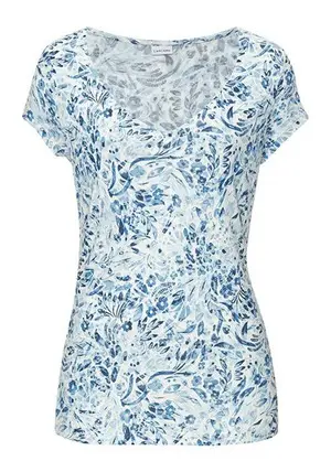 LASCANA Floral Ruched V-neck Top