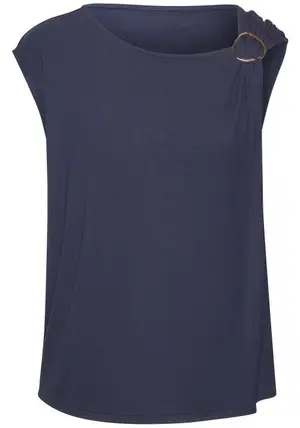 LASCANA Asymmetrical Ring Detail Top - Navy