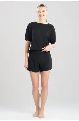 Natori Mila Waffle Drawstring Shorts - Black