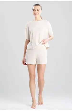 Natori Mila Waffle Drawstring Shorts Ecru