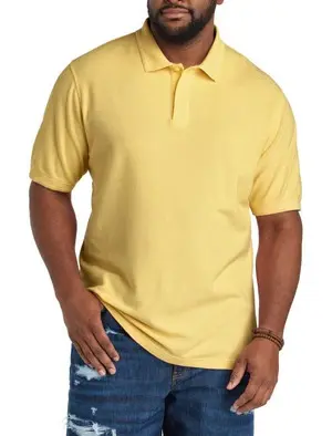 TRUE NATION BY DXL Big & Tall Garment-dyed Polo Shirt - Lemon Drop