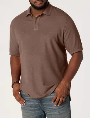 TRUE NATION BY DXL Big & Tall Garment-dyed Polo Shirt - Shitake