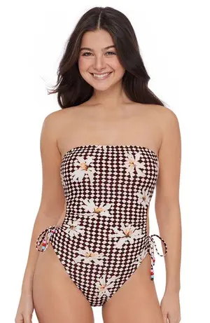 STEVIE Cutout One-piece Swimsuit With Adjustable Side Ties - Spring Bloom