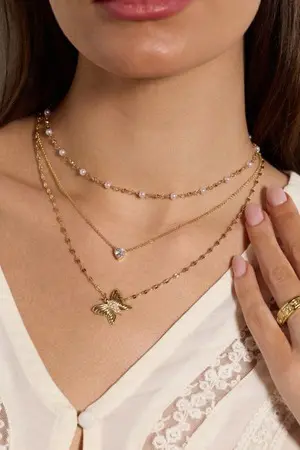ALEX AND ANI Festival Stranded Butterfly Layered Necklace