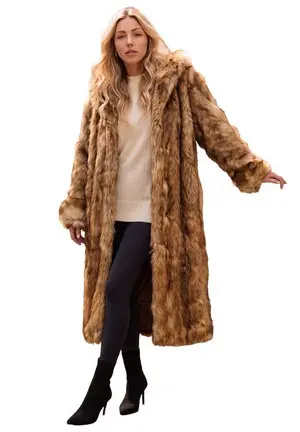 Roaman's Hooded Faux Fur Coat - Fox