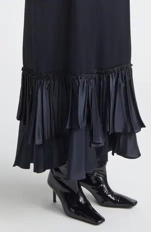 JIL SANDER Layered Ruffle Hem Maxi Dress - Black