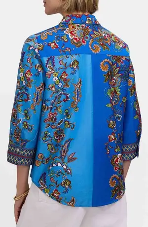 Foxcroft Margaret Floral Cotton Button-up Shirt