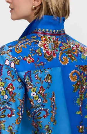 Foxcroft Margaret Floral Cotton Button-up Shirt