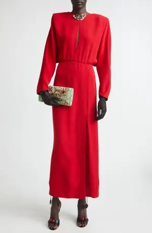 Valentino Garavani Long-sleeve Silk Cady Couture Dress - Red