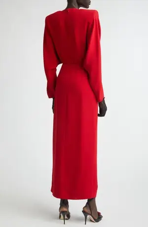 Valentino Garavani Long-sleeve Silk Cady Couture Dress - Red