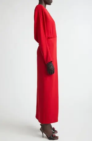 Valentino Garavani Long-sleeve Silk Cady Couture Dress - Red
