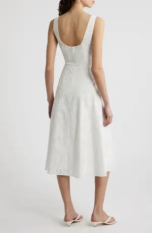 Sam Edelman Eyelet Sleeveless Fit & Flare Midi Dress