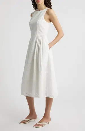 Sam Edelman Eyelet Sleeveless Fit & Flare Midi Dress