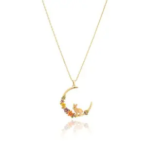 BILL SKINNER STUDIO Rabbit Hoop Pendant Necklace - Flower Rabbit