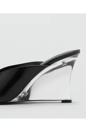 Mango Peep Toe Wedge Slide Sandal
