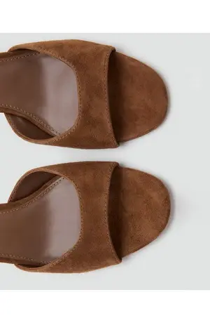 Mango Funnel Heel Suede Slide Sandals