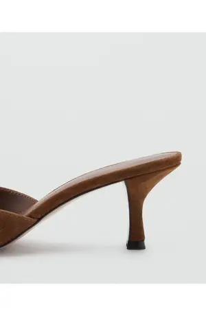 Mango Funnel Heel Suede Slide Sandals