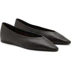 Mango Pointed Toe Leather Ballerinas