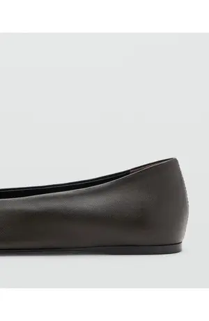 Mango Pointed Toe Leather Ballerinas