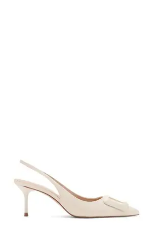 Mango Slingback Pointed Toe Pumps - Ecru