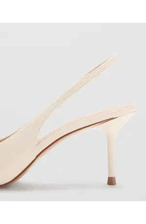 Mango Slingback Pointed Toe Pumps - Ecru