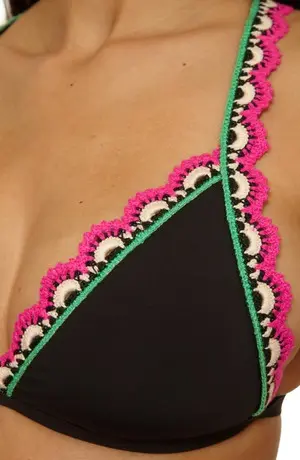 Lucky Brand Malaga Crochet Trim Triangle Bikini Top