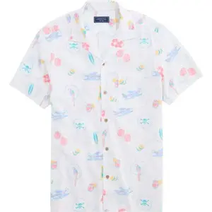 Vineyard Vines Sea The Keys Seabreeze Linen Blend Camp Shirt