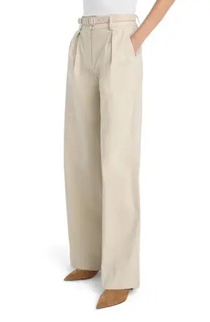 FAVORITE DAUGHTER The Miranda Wide Leg Linen Blend Pants - Light Khaki