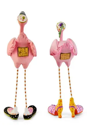 MACKENZIE-CHILDS Patience Brewster Sheila & Sheldon Flamingo Figurines