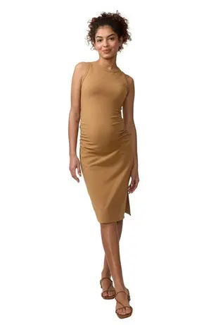INGRID & ISABEL Ruched Bodycon Tank Dress - Brown