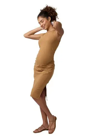 INGRID & ISABEL Ruched Bodycon Tank Dress - Brown