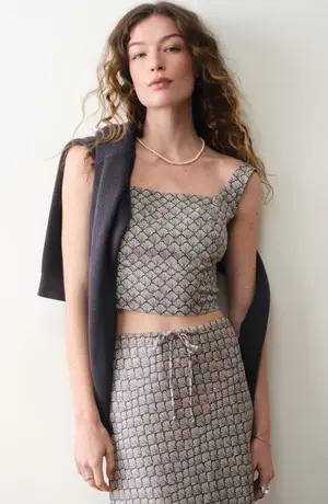 Marine Layer Zoe Seashell Print Hemp Blend Crop Tank