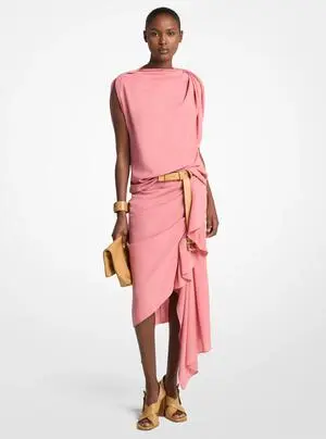 Michael Kors Wool Crepe Draped Blouse