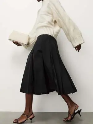 GWYN Lace-paneled Pleated Skirt