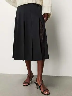 GWYN Lace-paneled Pleated Skirt