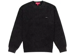 Supreme Washed Small Box Waffle Sweater - Black