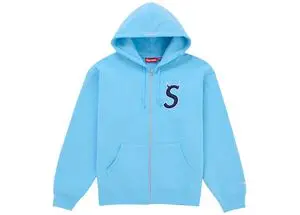 Supreme Devil Logo Zip Up Hooded Sweatshirt - Light Blue