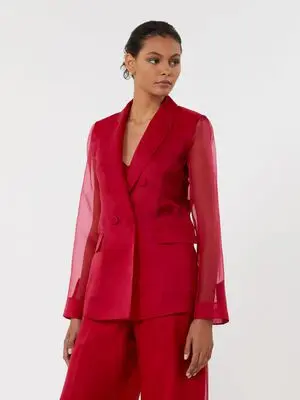 Max Mara Silk Organza Blazer - Geranium