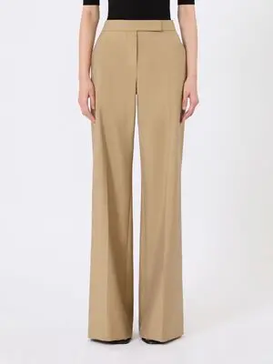 Max Mara Wide Trousers In Wool And Silk Poplin - Camel
