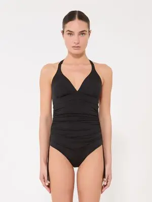 Max Mara Gathered Jersey One-piece Swimsuit - Black