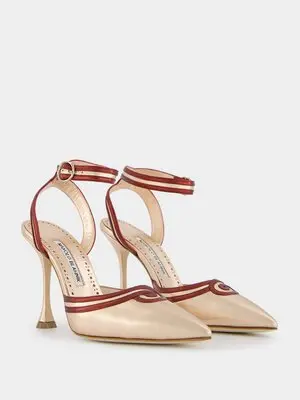 Manolo Blahnik Chonga 105mm Leather Pumps - Gold