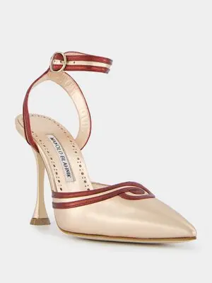 Manolo Blahnik Chonga 105mm Leather Pumps - Gold
