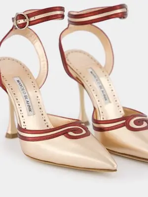 Manolo Blahnik Chonga 105mm Leather Pumps - Gold