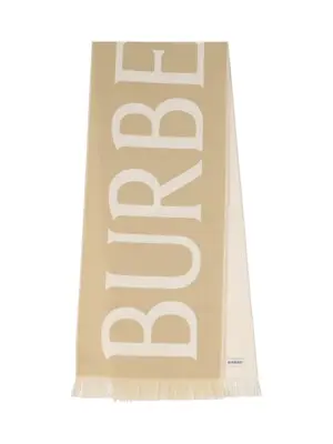 Burberry Reversible Scarf "b Shield - Beige