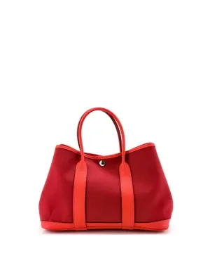 Hermès 30 Garden Party Tote Toile And Leather - Red