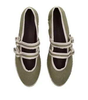 FLABELUS Linen-blend Claire Ballet Flats