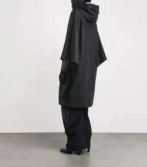 YVES SALOMON Lambskin Waterproof Hooded Cape Coat