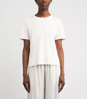 YVES SALOMON Pima Cotton-silk Interlock T-shirt - White