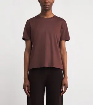 YVES SALOMON Pima Cotton-silk Interlock T-shirt - Red